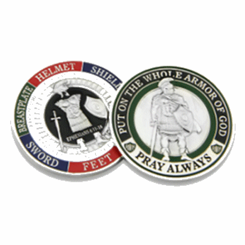 Armor of God Silver Pray Always Challenge Coin
